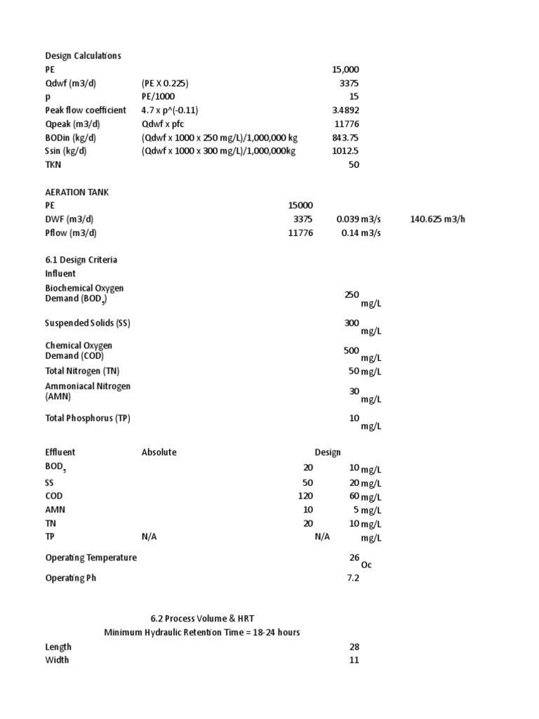 SBR Design Calculations for Wastewater Treatment | PDF | Water ...