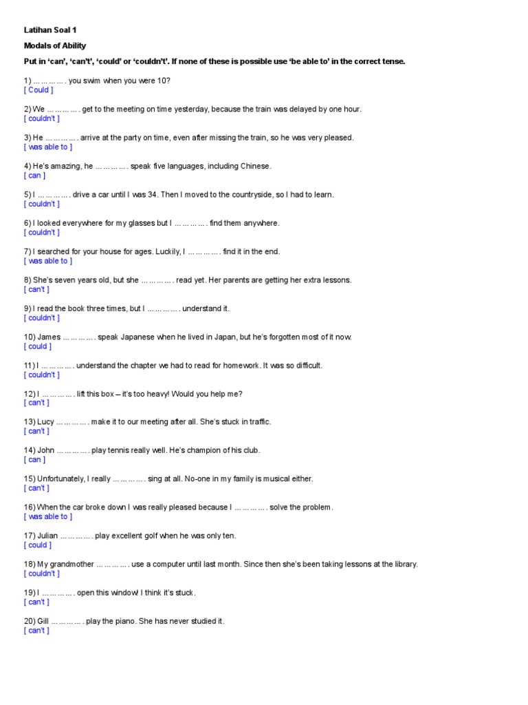 Latihan Soal Modals Pdf