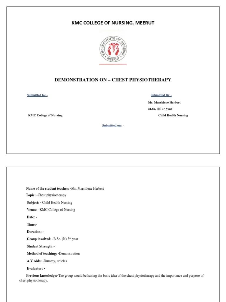 Performing Chest Physiotherapy | PDF | Thorax | Medical Specialties