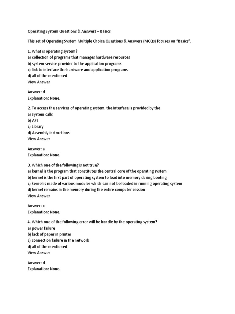 Operating System Questions | PDF | Scheduling (Computing) | Message Passing Operating System Questions | PDF | Scheduling (Computing) | Message Passing