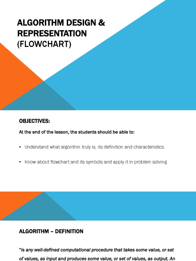 Algorithm Design & Representation (Flowchart) | PDF | Algorithms | Applied Mathematics