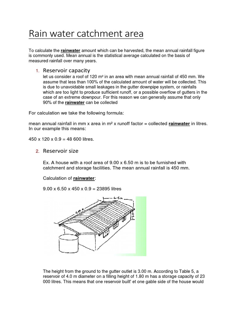 Rainwater Harvesting Calculation Guide | PDF | Rain | Reservoir