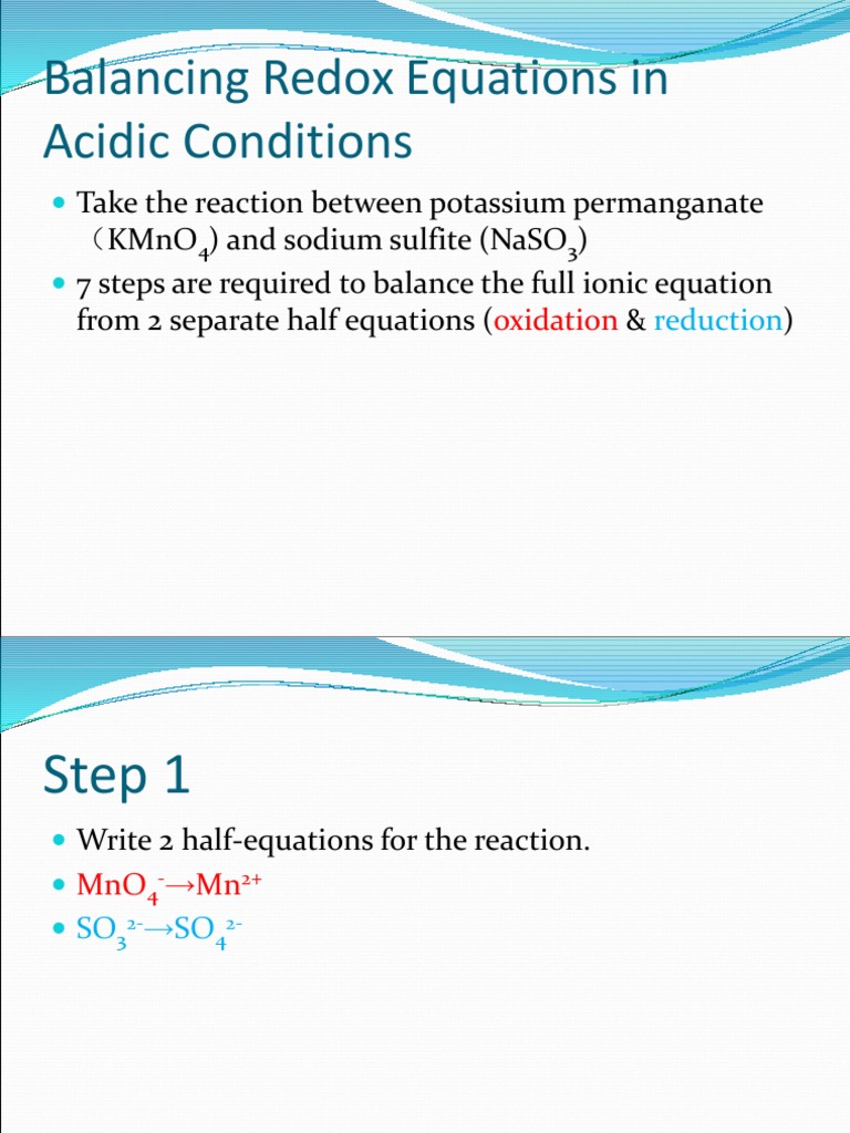 Balancing KMnO4 and NaSO3 Reactions | PDF | Redox | Atoms