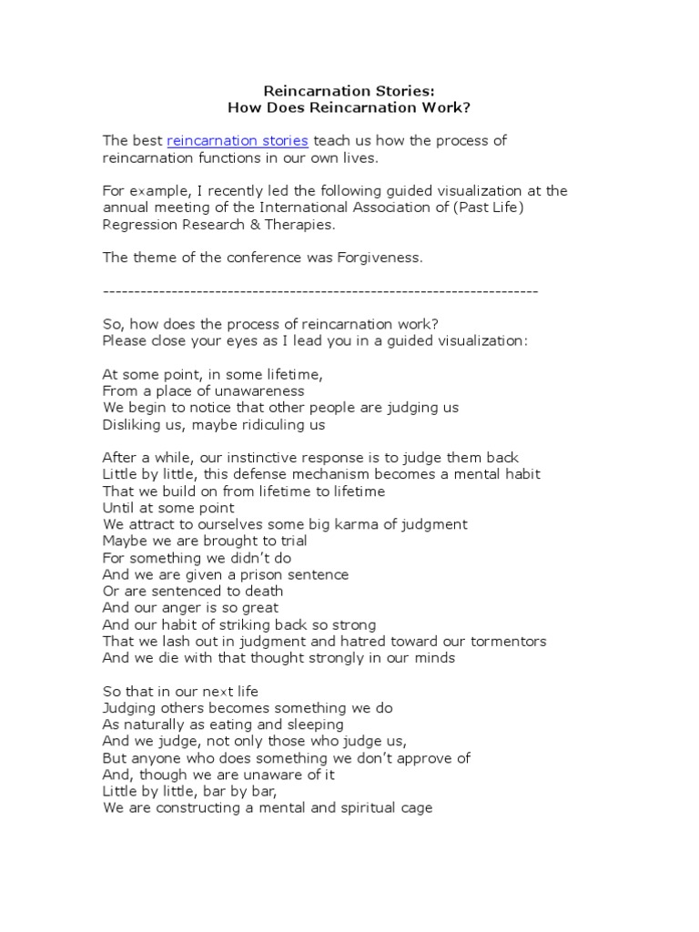 Reincarnation Stories | PDF | Reincarnation | Forgiveness