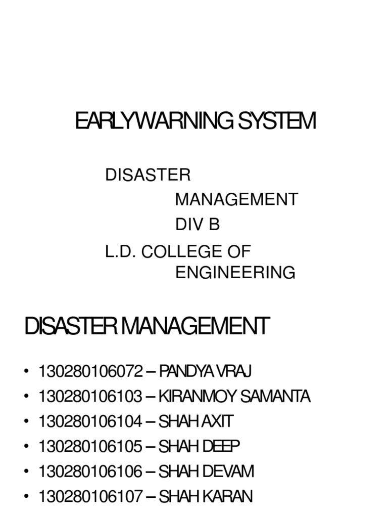 Early Warning Systems for Disasters | PDF | Tsunami | Earthquakes