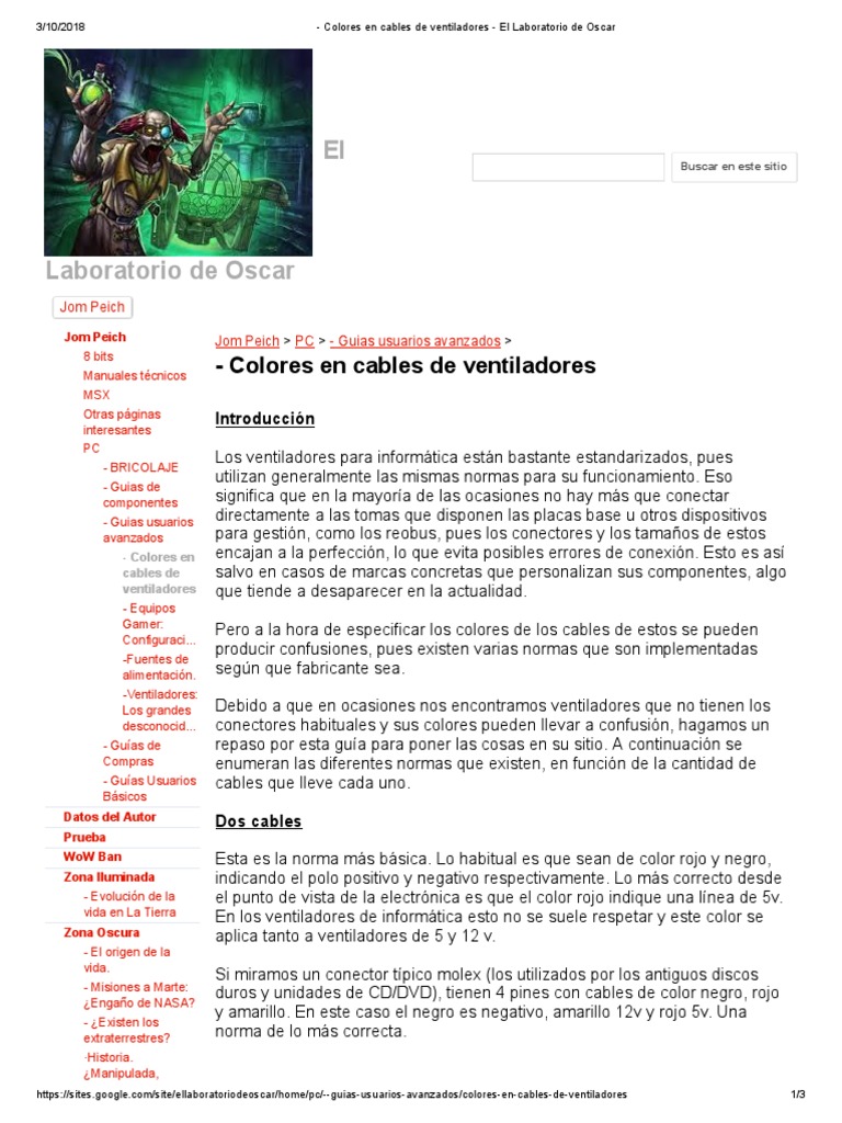 Colores de Cables en Ventiladores | Descargar gratis PDF | Color | Rojo