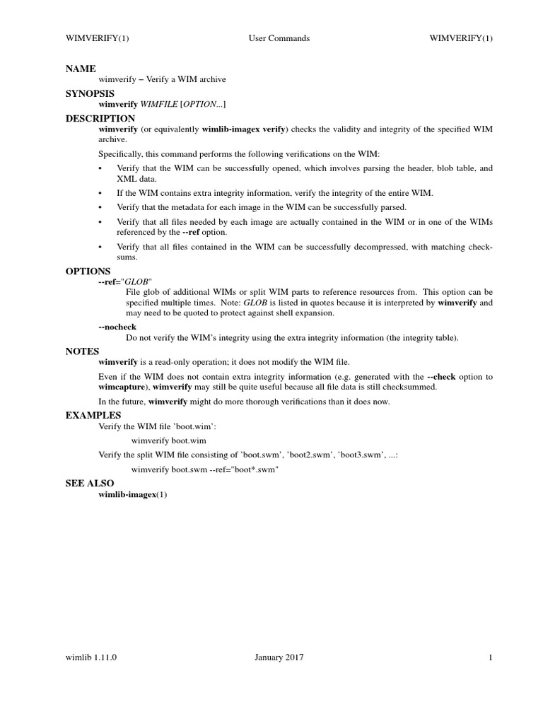 Verifying the Integrity and Validity of a Windows Imaging Format (WIM ...