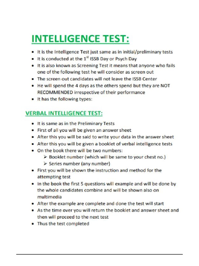Guidance For Issb Intellegence Test | PDF