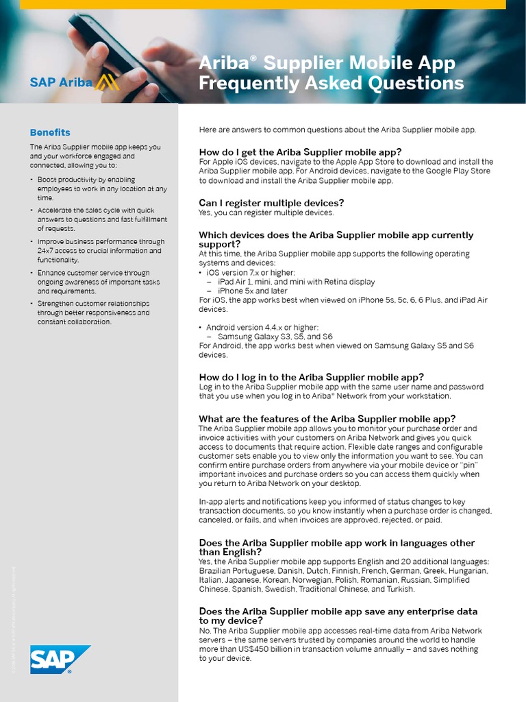 Ariba Supplier Mobile App FAQ | PDF | Ios | Mobile App