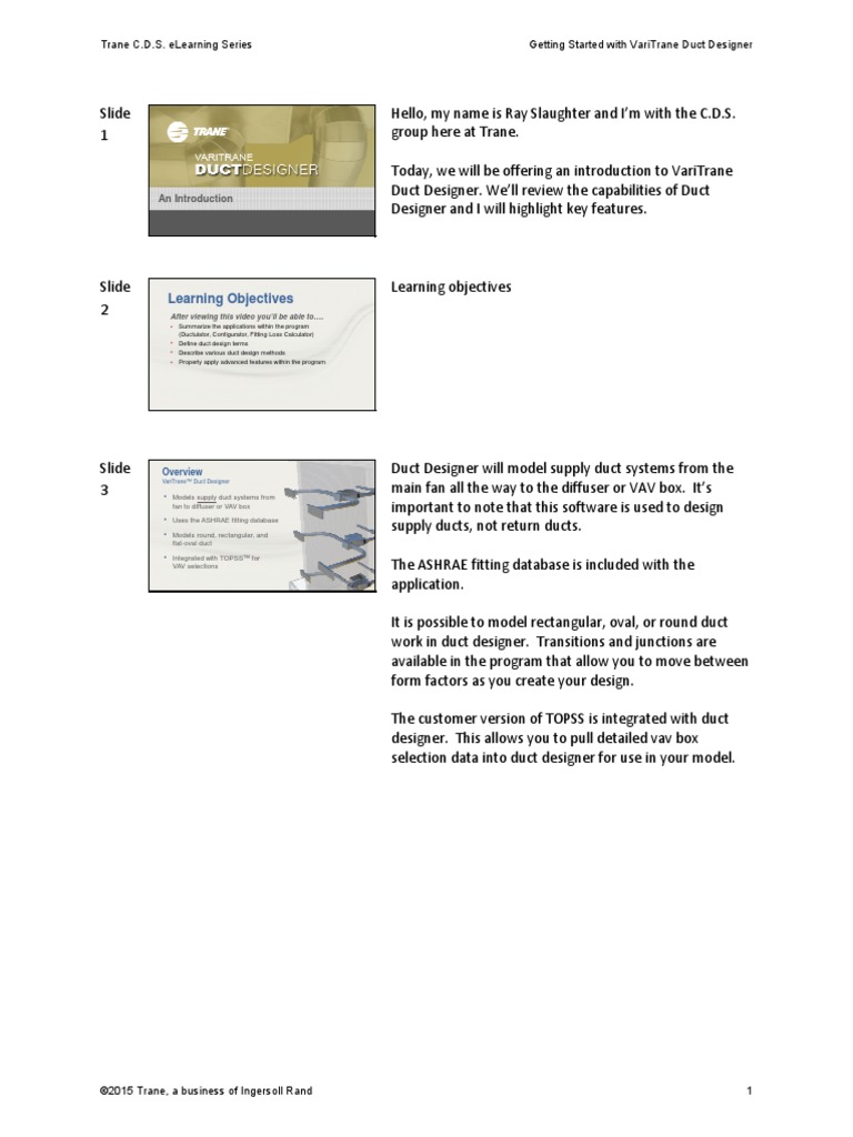 Vari Trane Duct Designer | PDF | Duct (Flow) | Mechanical Engineering