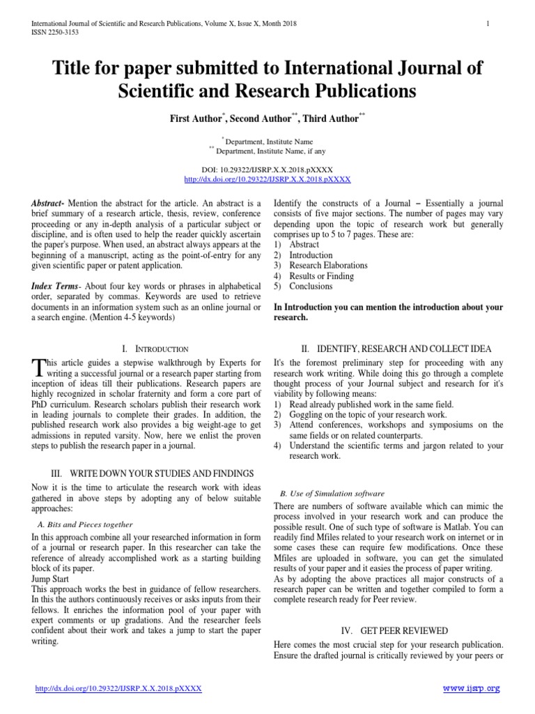 IJSRP Paper Submission Format Double Column | PDF | Abstract (Summary ...