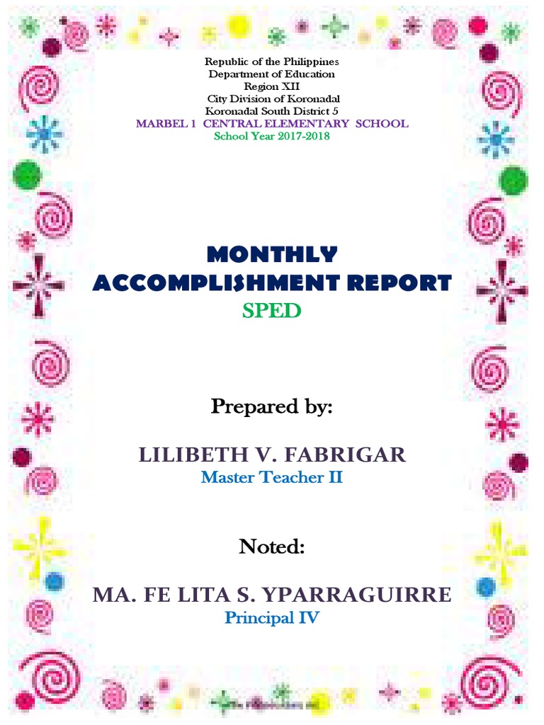 Accomplishment Report 2017 - 2018 - Sped | Teachers | Curriculum