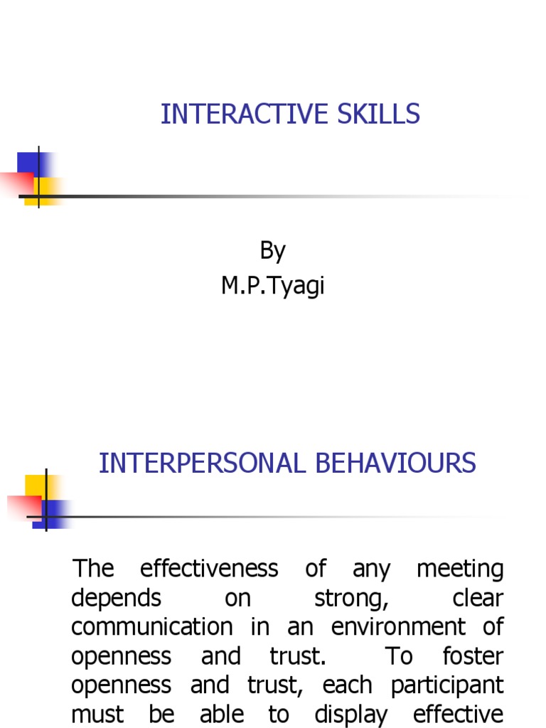 Interactive Skills: by M.P.Tyagi | PDF | Trust (Emotion) | Behavior