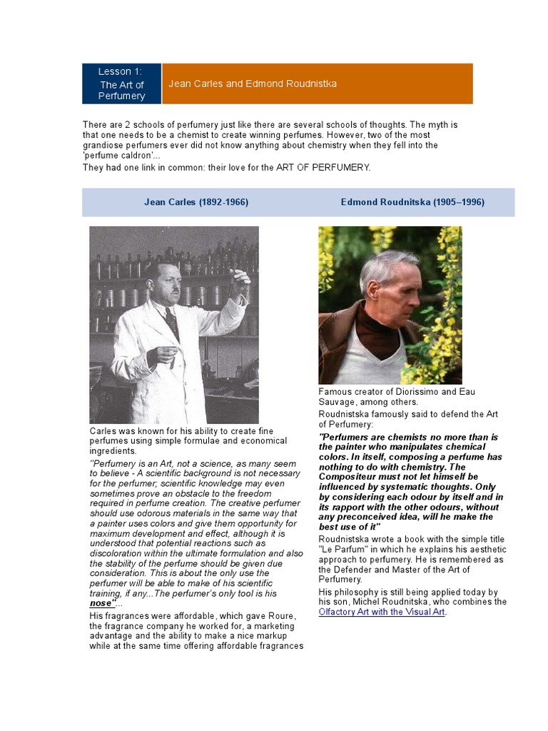 Lesson 1: The Art of Perfumery Jean Carles and Edmond Roudnistka | PDF ...