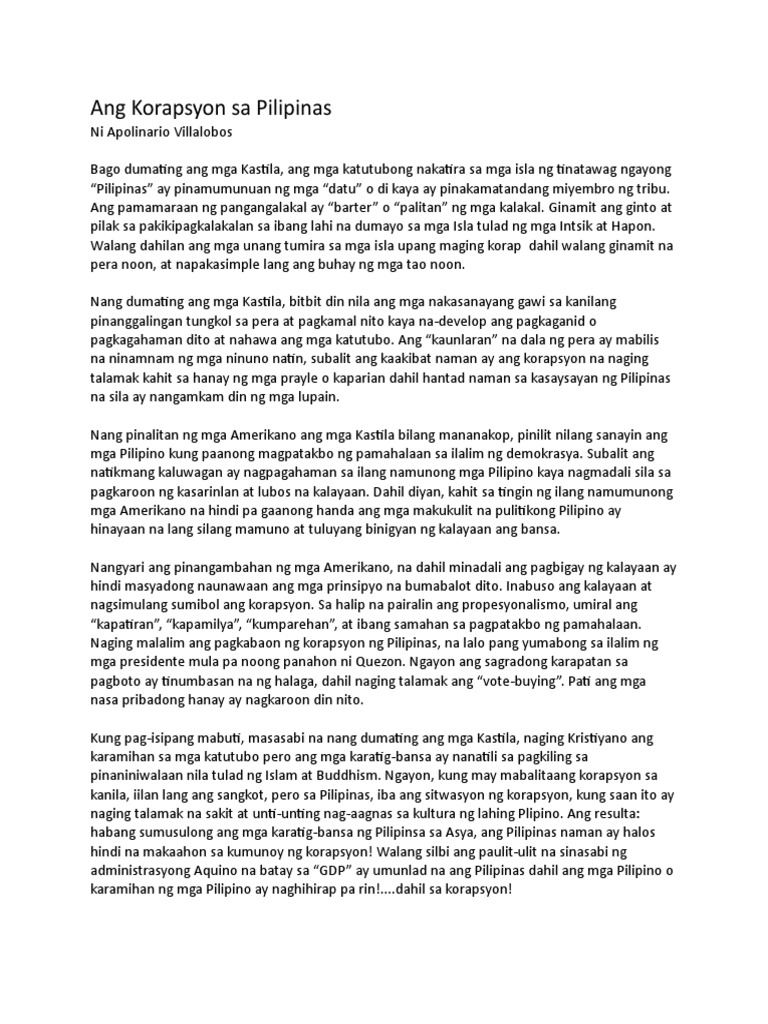 Ang Korapsyon Sa Pilipinas | PDF