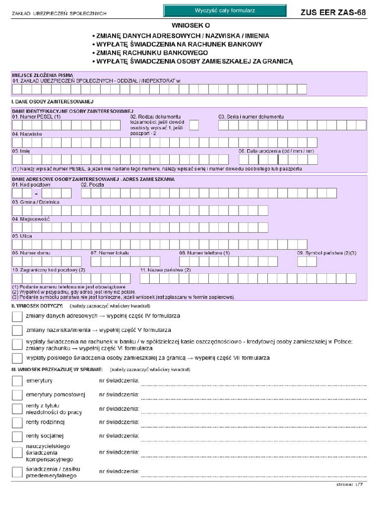 Zus Eer Zas 68 4.4 - Form | PDF