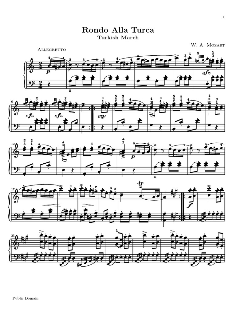 Rondo Alla Turca Sheet Music PDF | PDF