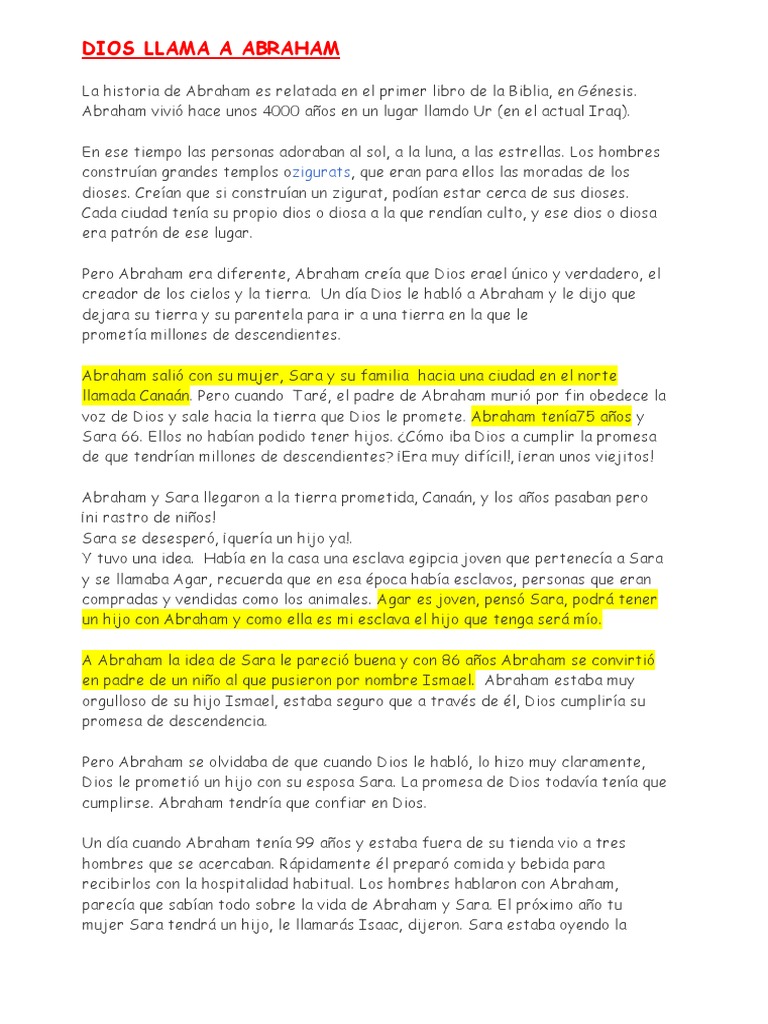 Dios Llama A Abraham | PDF | Abrahán | Sarah