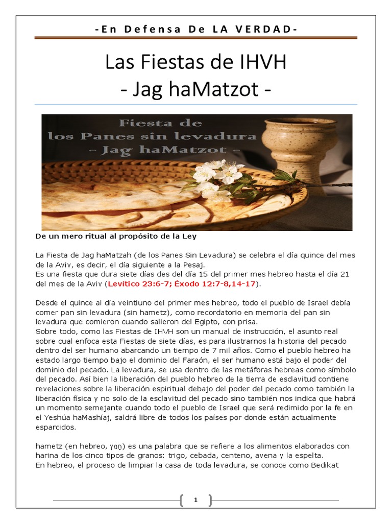 Las Fiestas de IHVH - Jag HaMatzot | PDF | Pascua | Textos Religiosos