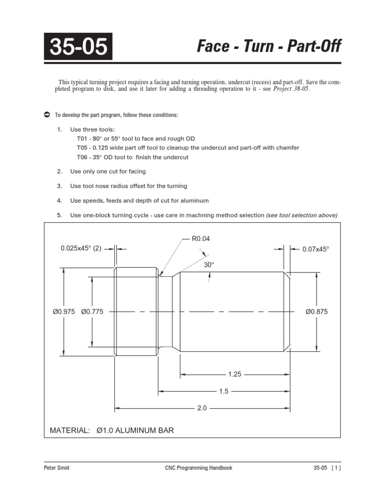 Face - Turn - Part-Off: Material: Ø1.0 Aluminum Bar | PDF