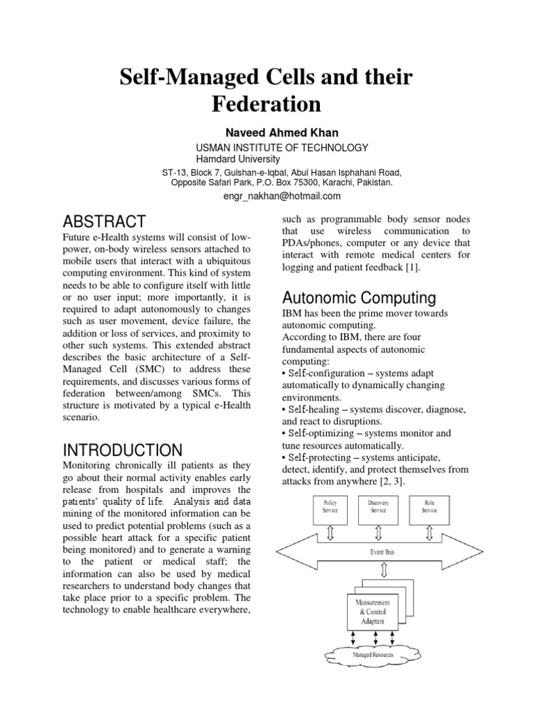 Self-Managed Cells and Their Federation: Naveed Ahmed Khan | Download Free PDF | Areas Of ...