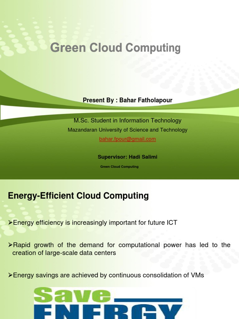 Energy-Efficient Cloud Solutions | PDF | Scheduling (Computing) | Cloud Computing