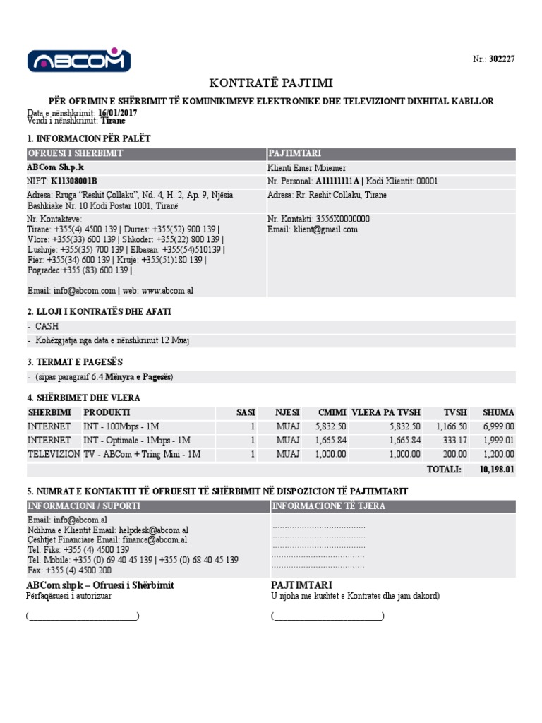 ABCOM Kontrata TIP PDF | PDF