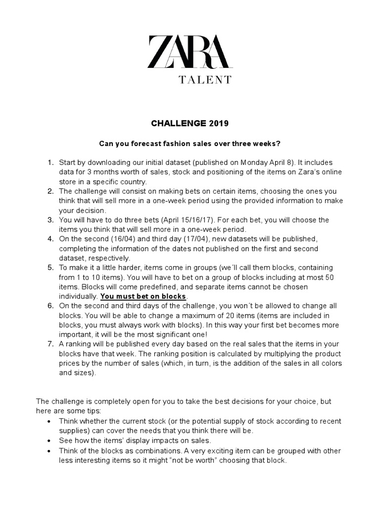Zara Data Go Challenge 2019 | PDF | Choice | Computing