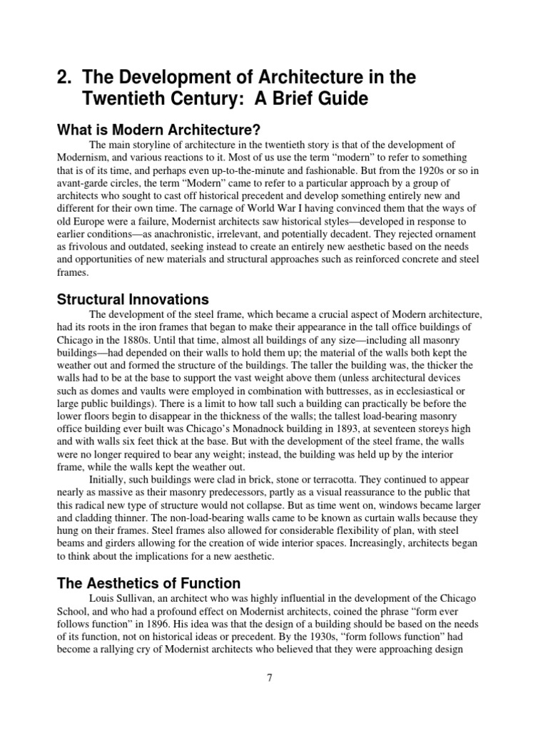 The Development of Architecture in The Twentieth Century: A Brief Guide ...