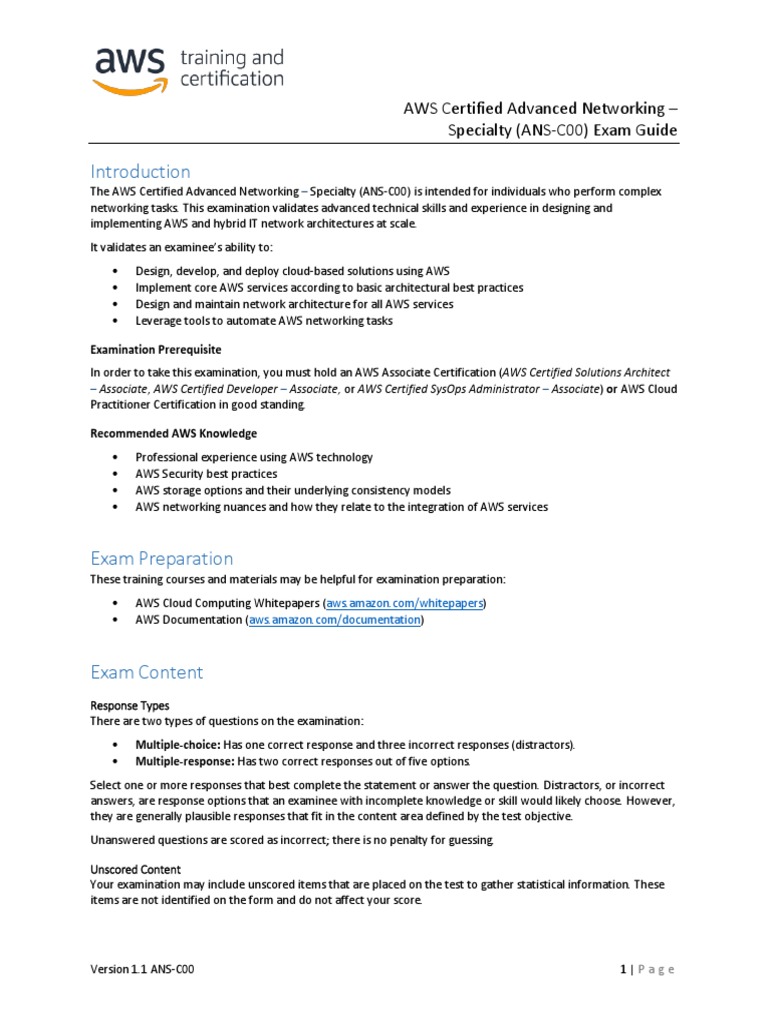 AWS Certified Advanced Networking Speciality Exam Guide v1.1 FINAL ...