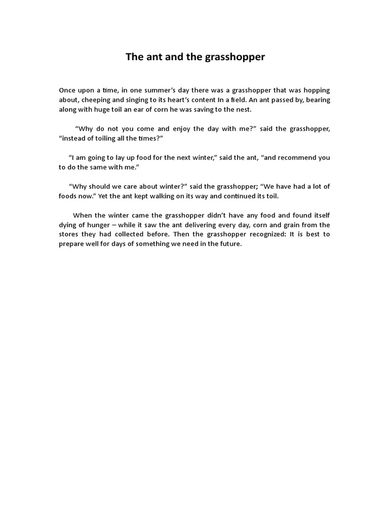 The Ant and The Grasshopper | PDF