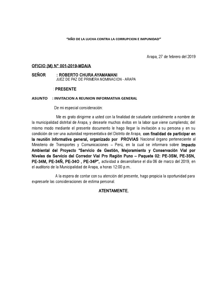 Oficio M | PDF | Corrupción política | Perú