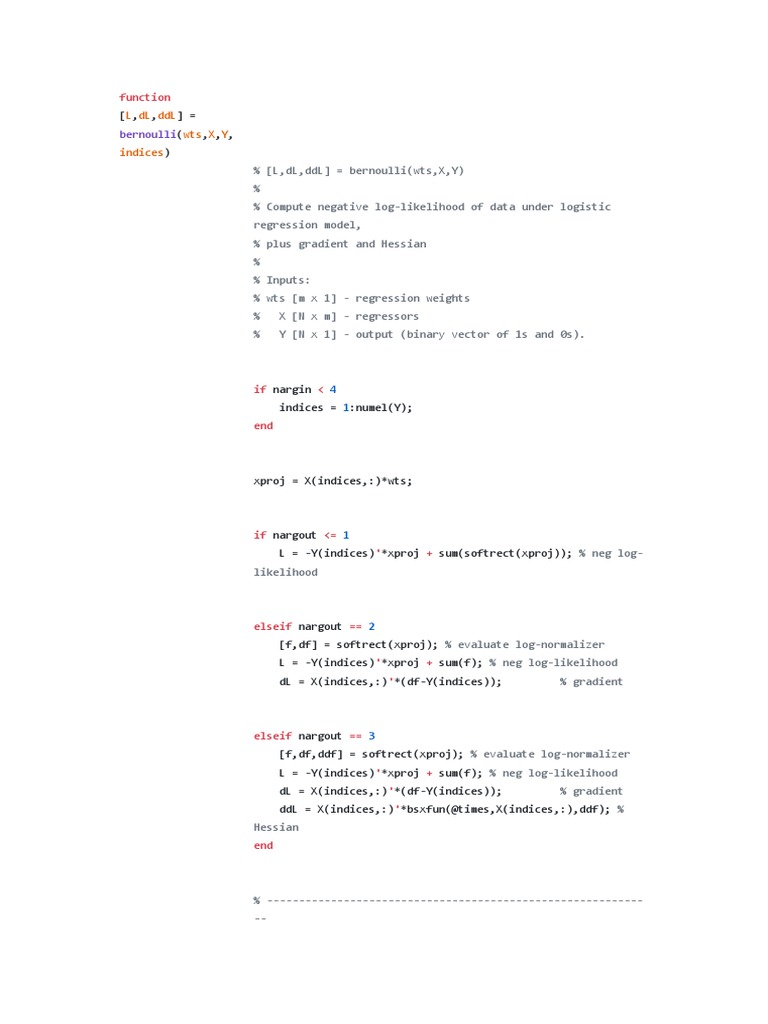 Computing the Negative Log-Likelihood, Gradient, and Hessian for Logistic Regression | PDF