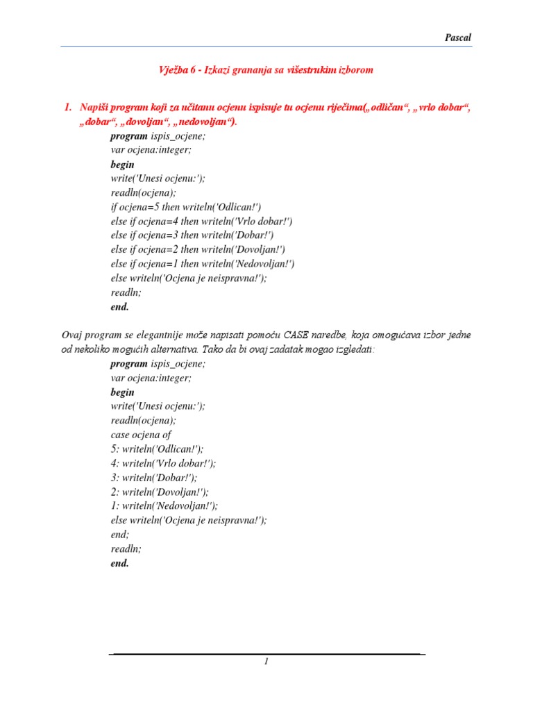 36 - Pascal - Vjezba 6 PDF | PDF