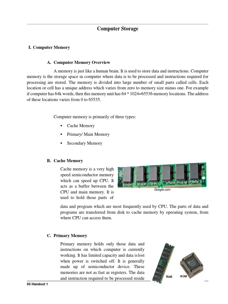 Handout 1 | PDF | Random Access Memory | Read Only Memory