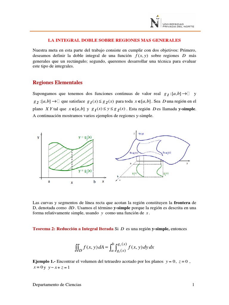 Integrales Dobles en Regiones Generales | PDF | Integral | Conceptos ...