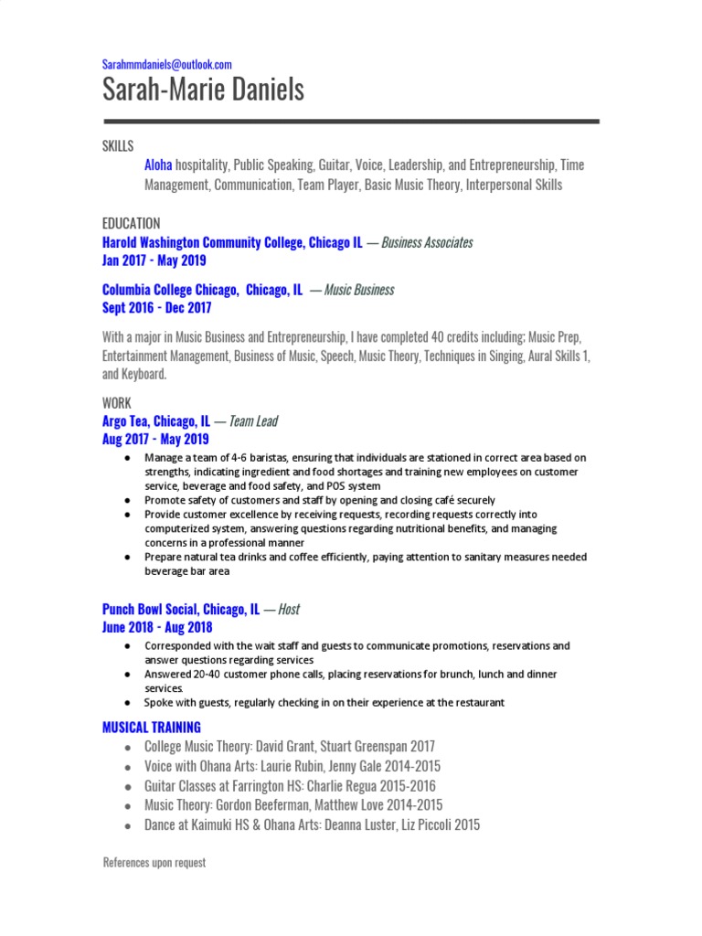 Performing Arts Resume | PDF | Entertainment (General) | Beverages