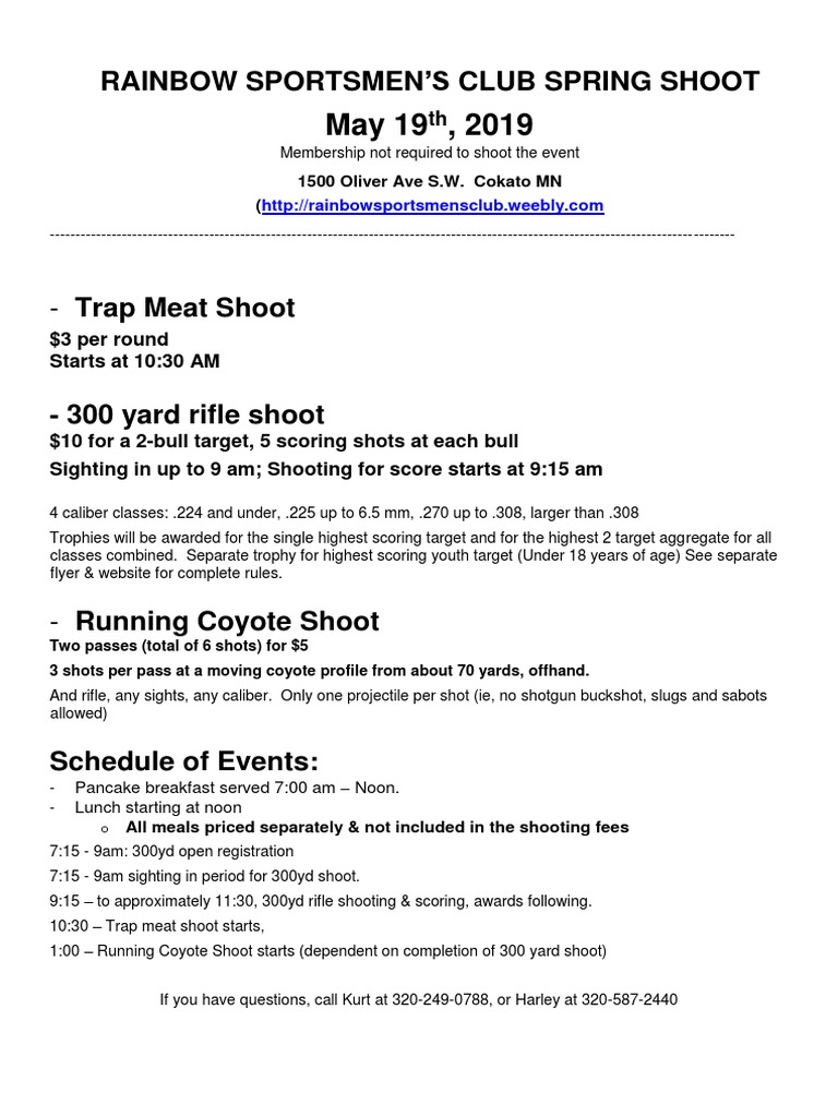 2019 RSC Spring Shoot | PDF