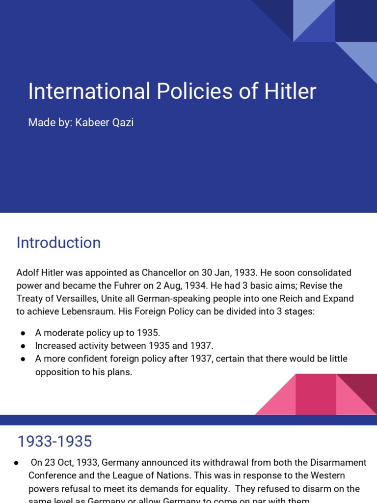 International Policies of Hitler | PDF | Adolf Hitler | Fascism