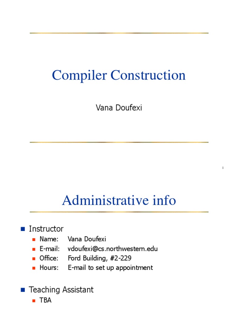 Compiler Construction: Vana Doufexi | PDF | Parsing | Compiler