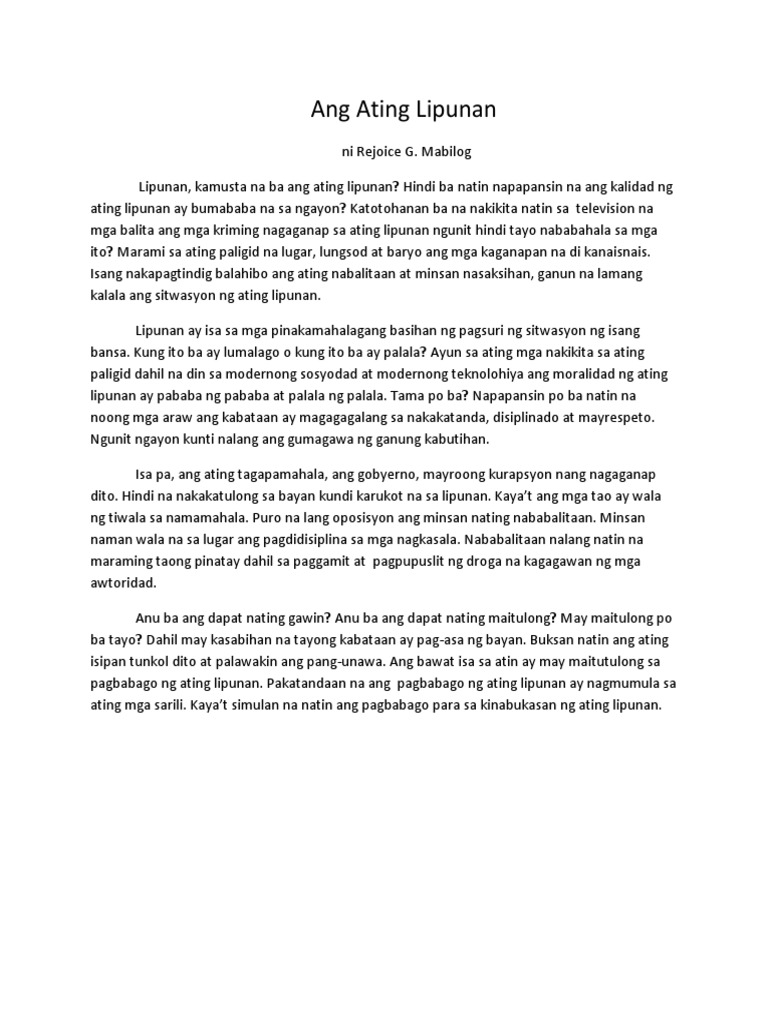 Lipunanang Ating Lipunan | PDF