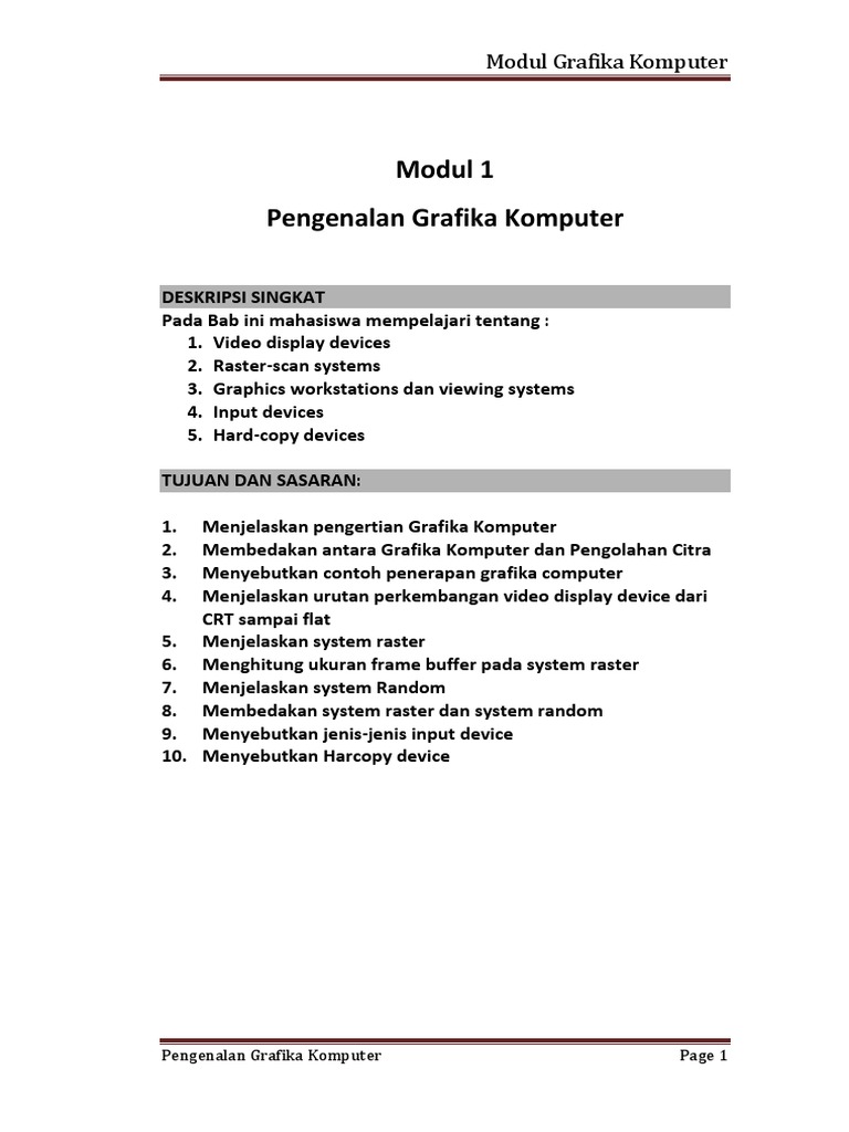 Modul 1 SISTEM GRAFIKA - Rev - PDF | PDF | Komputer