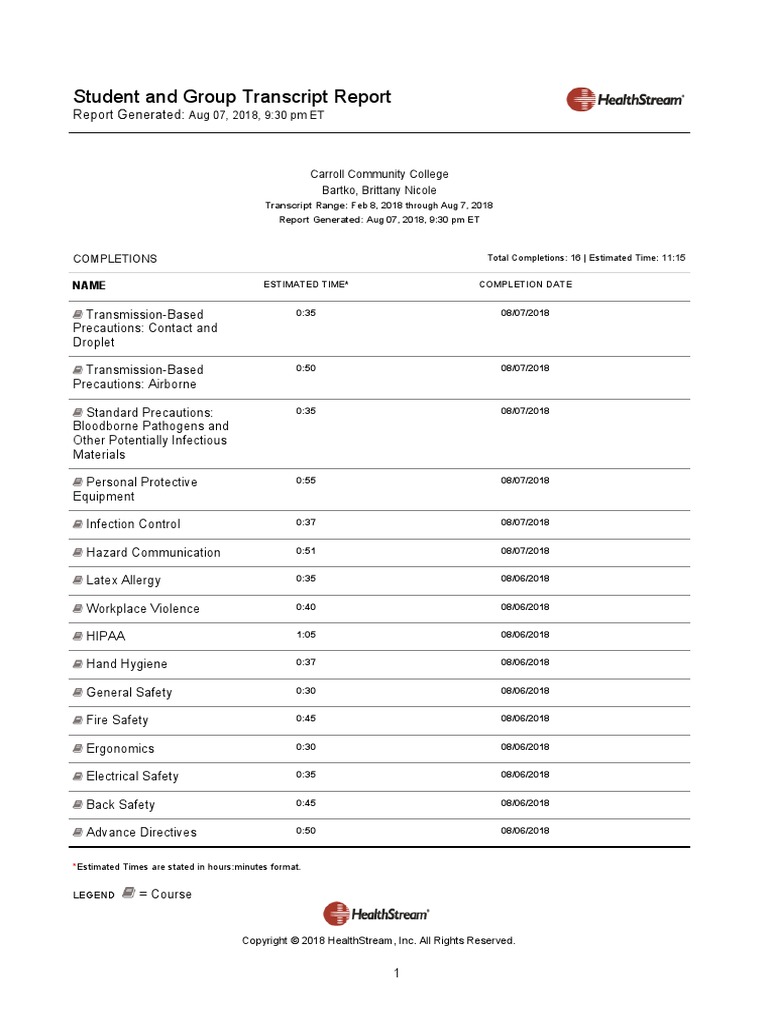 Healthstream | PDF | Infection Control | Microbiology