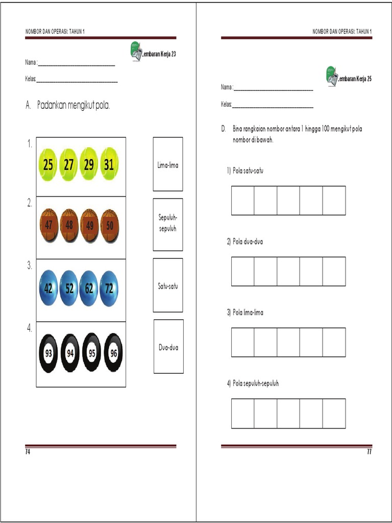 Pola Nombor Tahun 1 | PDF