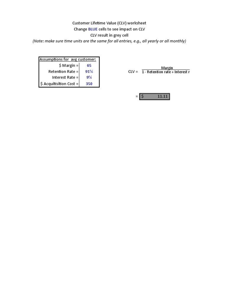 CLV Worksheet for Business Analysts | PDF