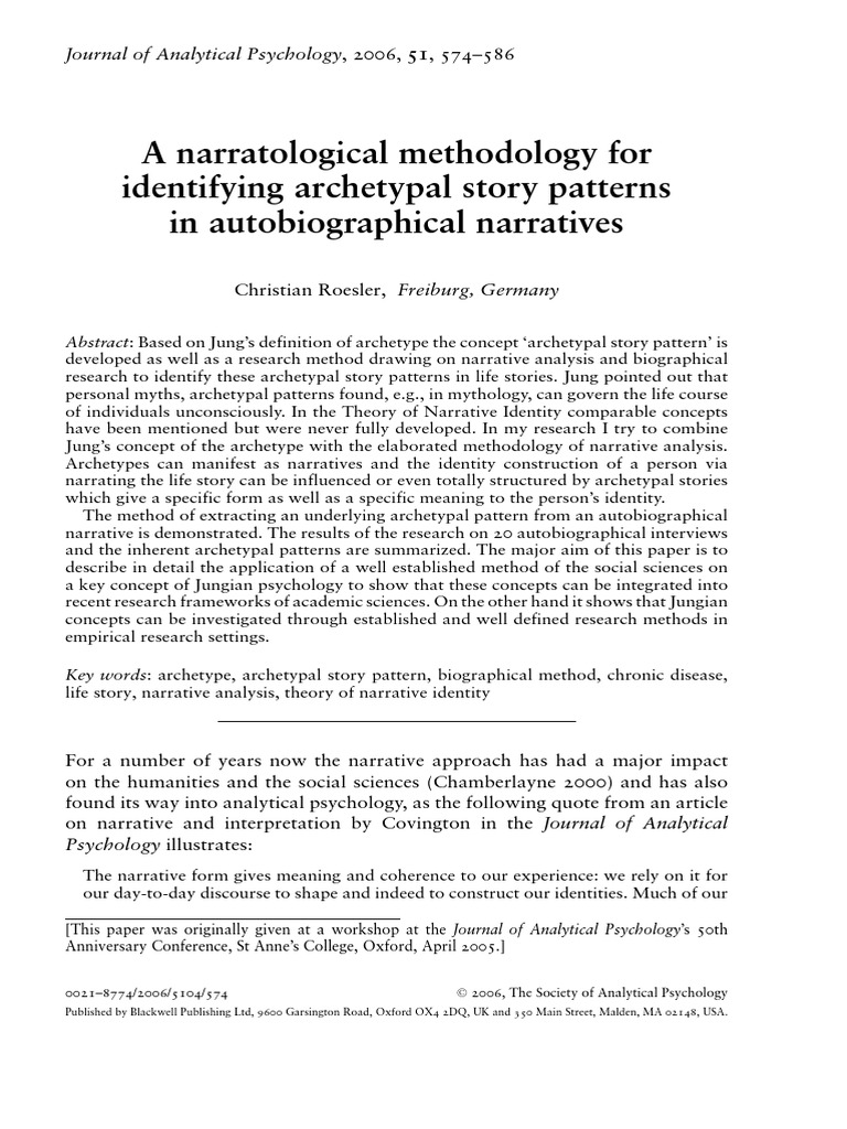 A Narratological Methodology For Identifying Archetypal Story Patterns ...