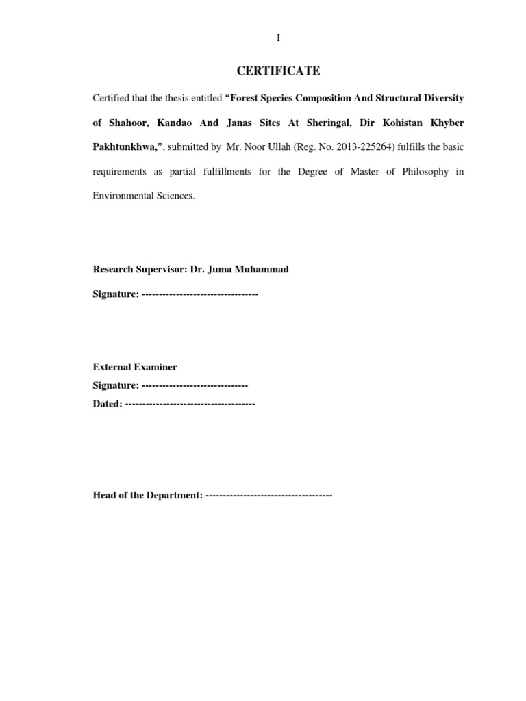 Thesis CERTIFICATE | PDF | Thesis | Forests