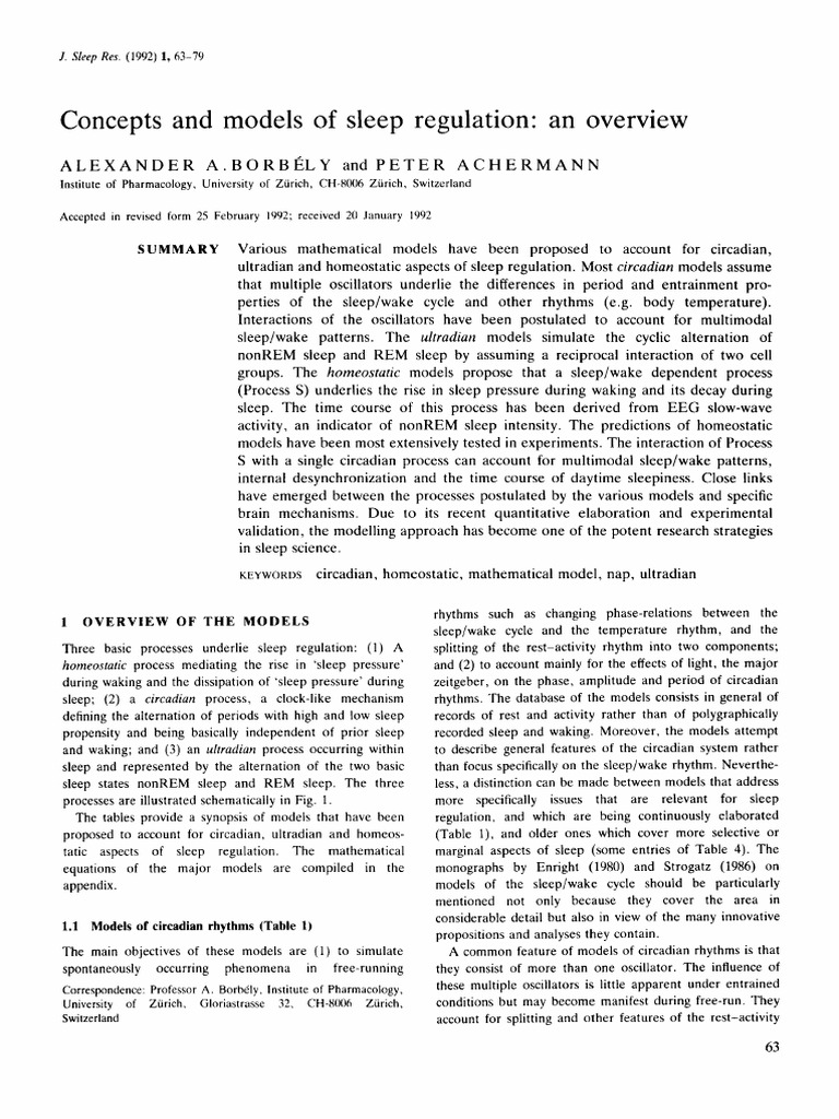 Concepts and Models of Sleep Regulation: An Overview: Alexander A ...