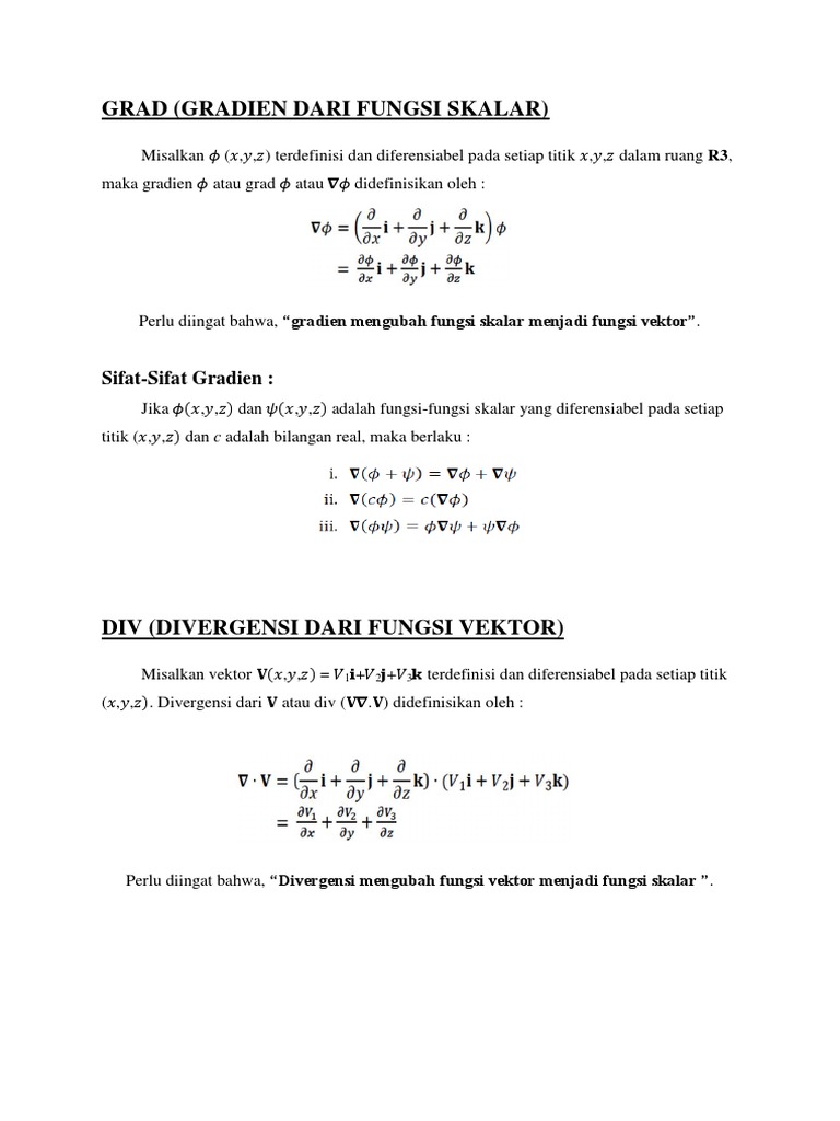 Gradien, Divergensi, dan Curl Vektor | PDF