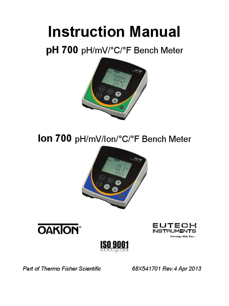 Instruction Manual: pH/mV/°C/°F Bench Meter | PDF | Ph | Calibration